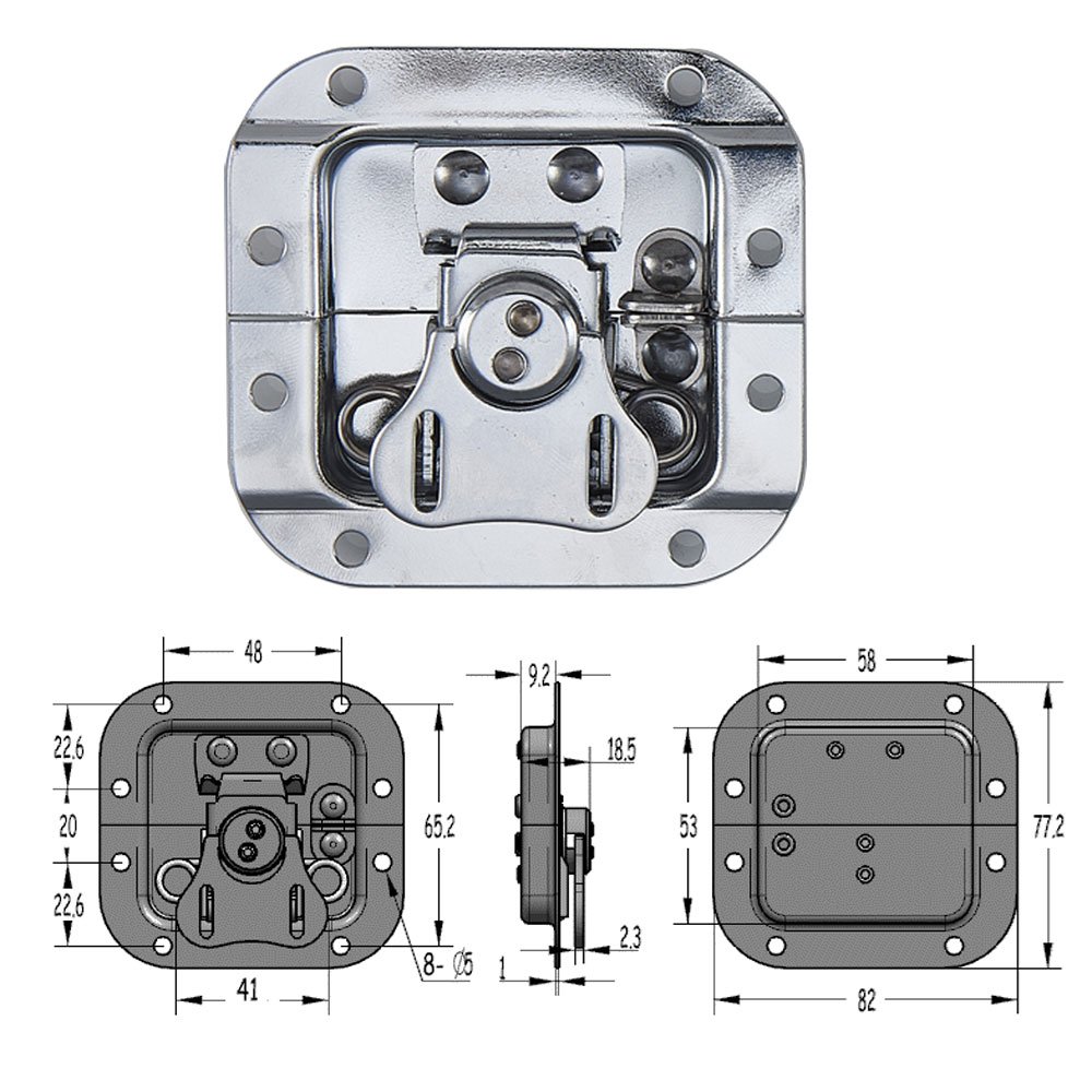 82x77mm Small Recessed Butterfly Twist Latch with Padlockable Feature ...